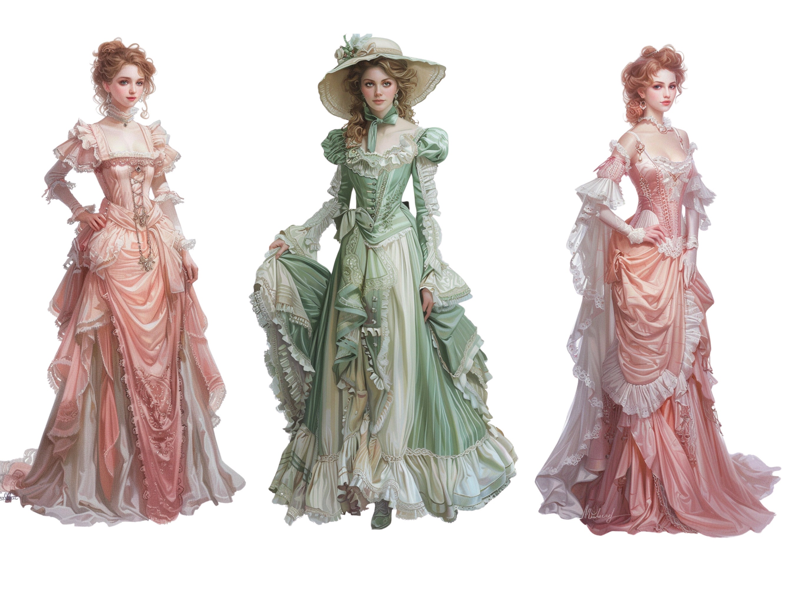 Victorian Lady Full Body Clipart Vintage Lady Victorian Women Clipart ...