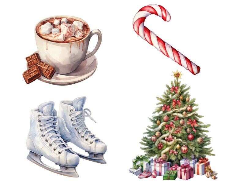Christmas Classic Bundle Clipart, Winter Holiday, Digital PNG File ...