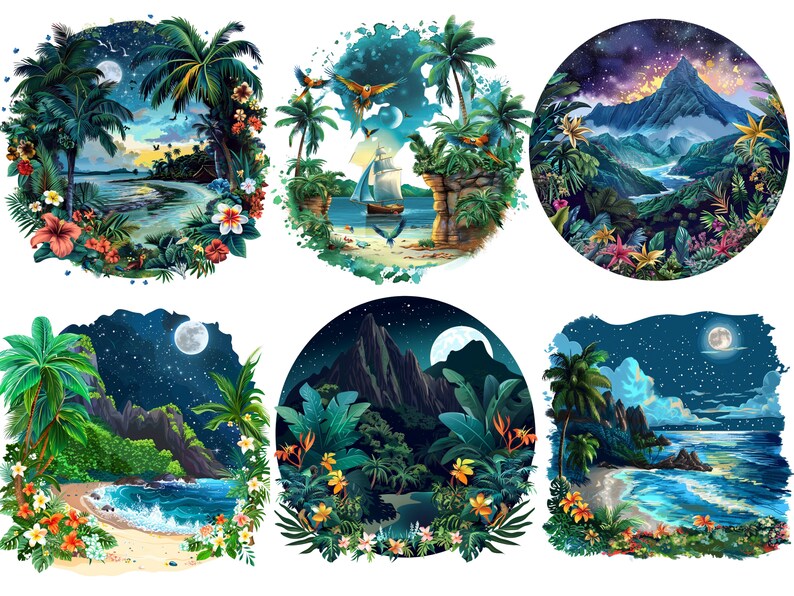 Tropical Island Clipart, Paradise Island Clipart, Beach Clipart, Summer ...