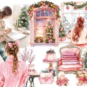 Coquette Winter Planner Clipart, Christmas Clipart, Watercolor ...