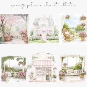 Watercolor Spring Planner Clipart Digital Stickers Planner Book Lover ...