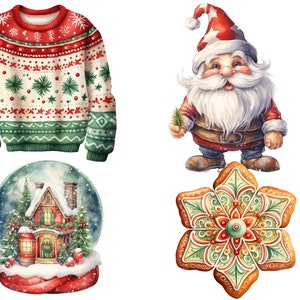 Christmas Classic Bundle Clipart, Winter Holiday, Digital PNG File ...