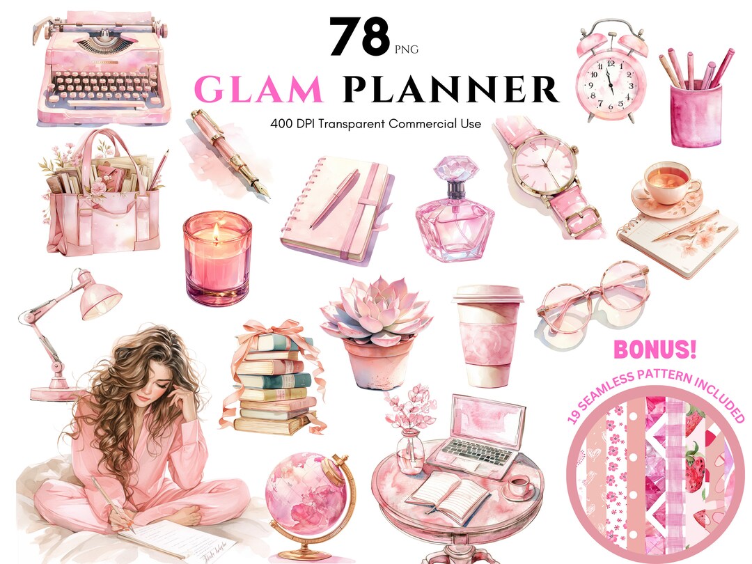 Watercolor Glam Planner, Digital Planner, Fashionable Planner, Digital ...