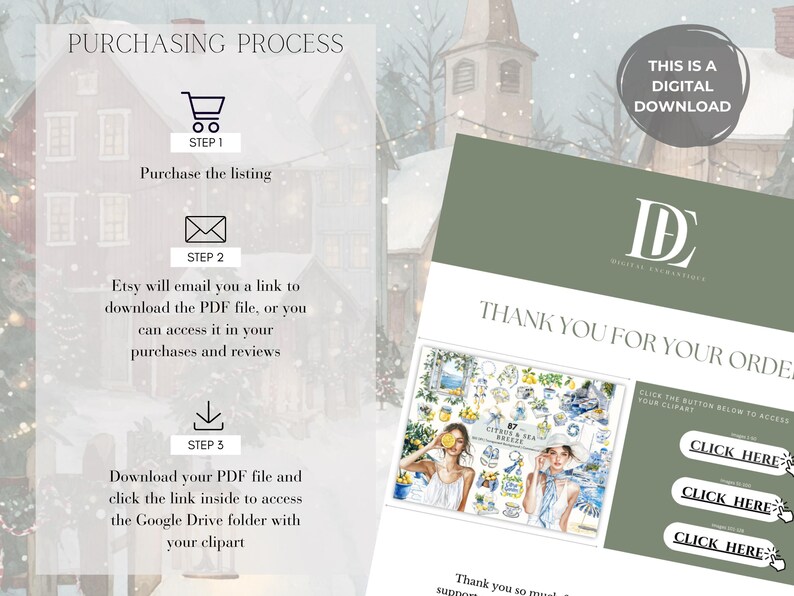 Watercolor Classic Christmas Clipart, Cozy Christmas, Winter Clip Art ...