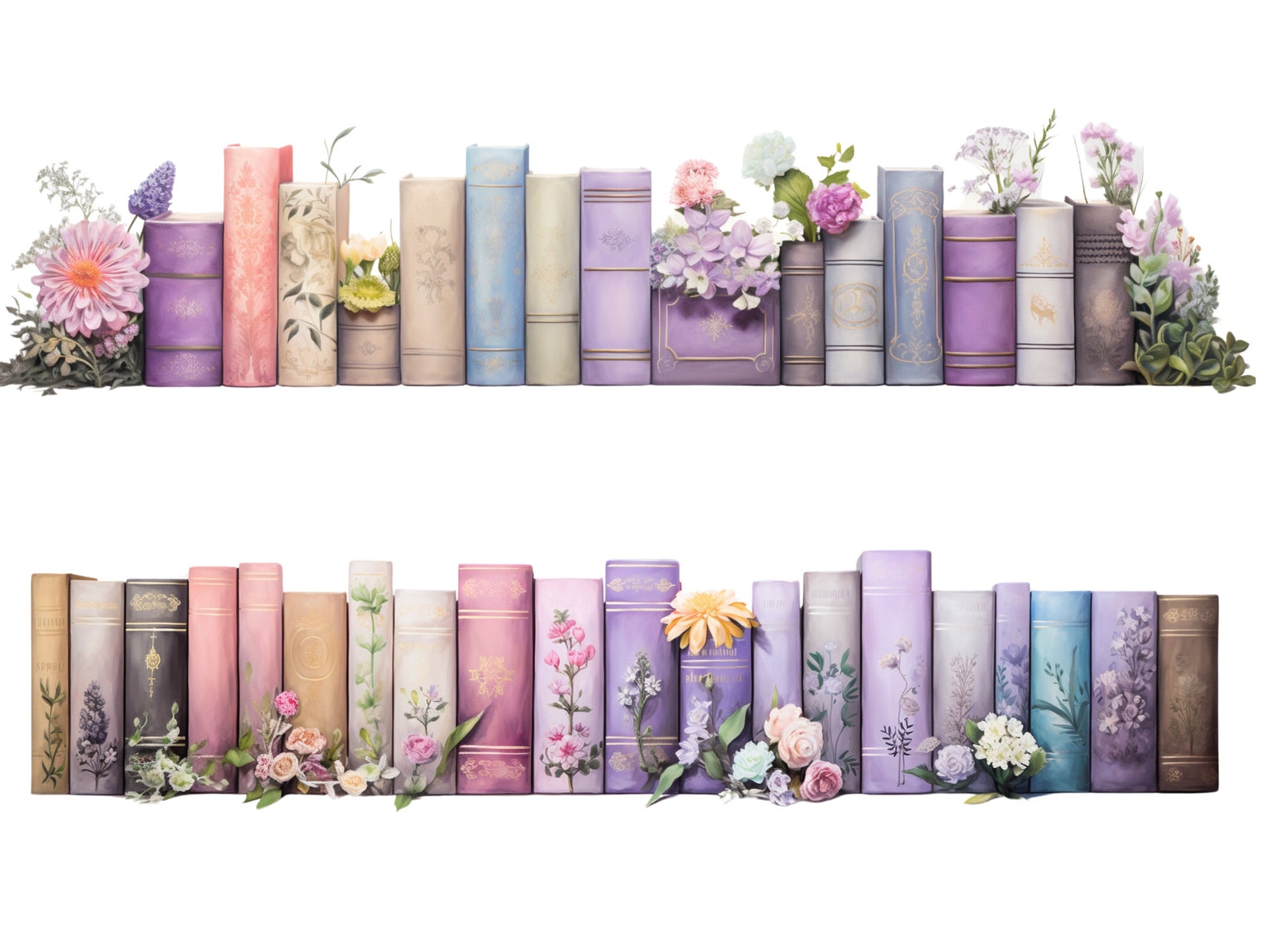 Book Border Pastel, Watercolor Clipart, Vintage, Dashboard, Digital ...