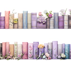 Book Border Pastel, Watercolor Clipart, Vintage, Dashboard, Digital ...