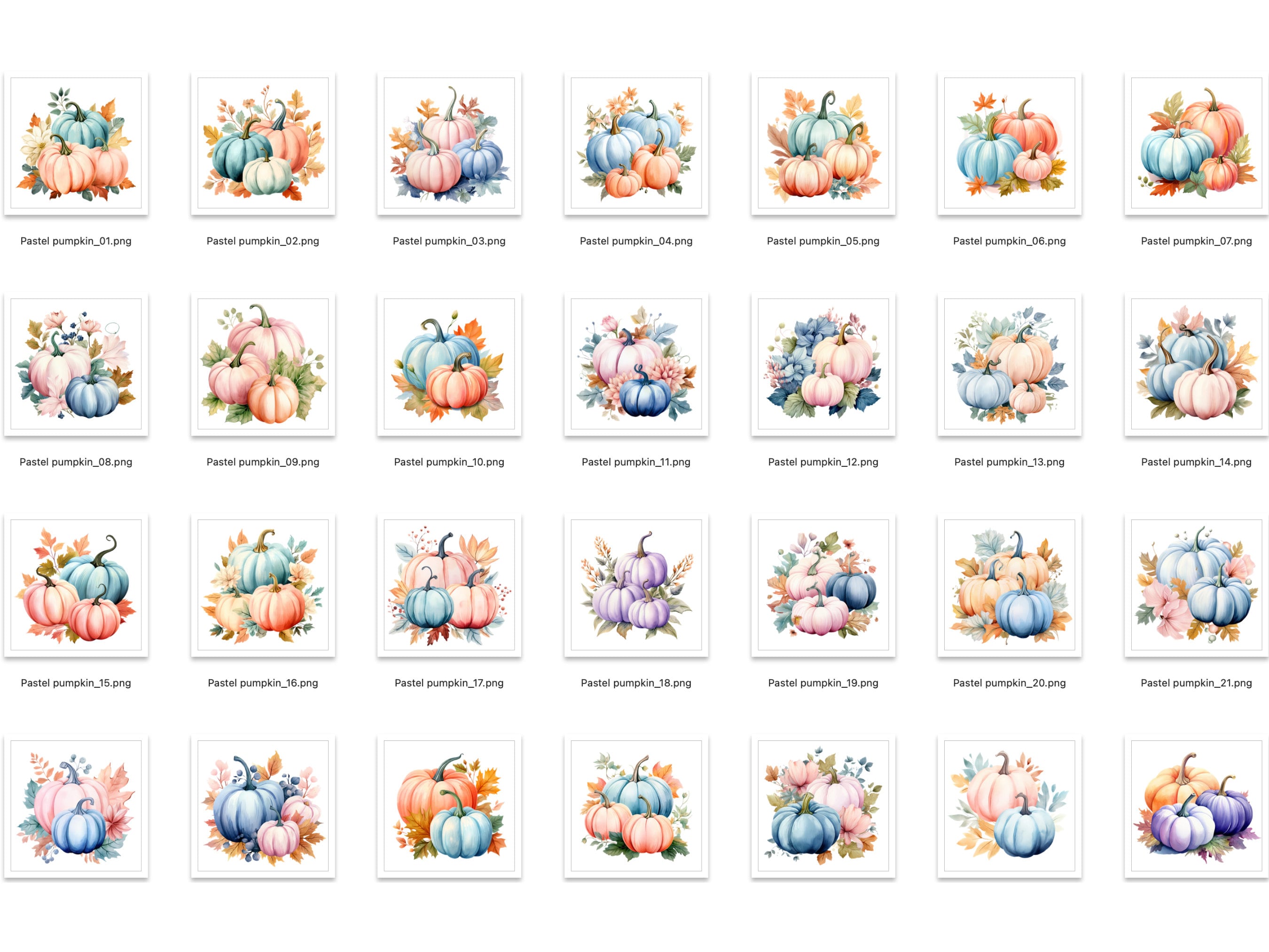 Pumpkins Pastel Colors Watercolor Bundle Halloween Pastels - Etsy