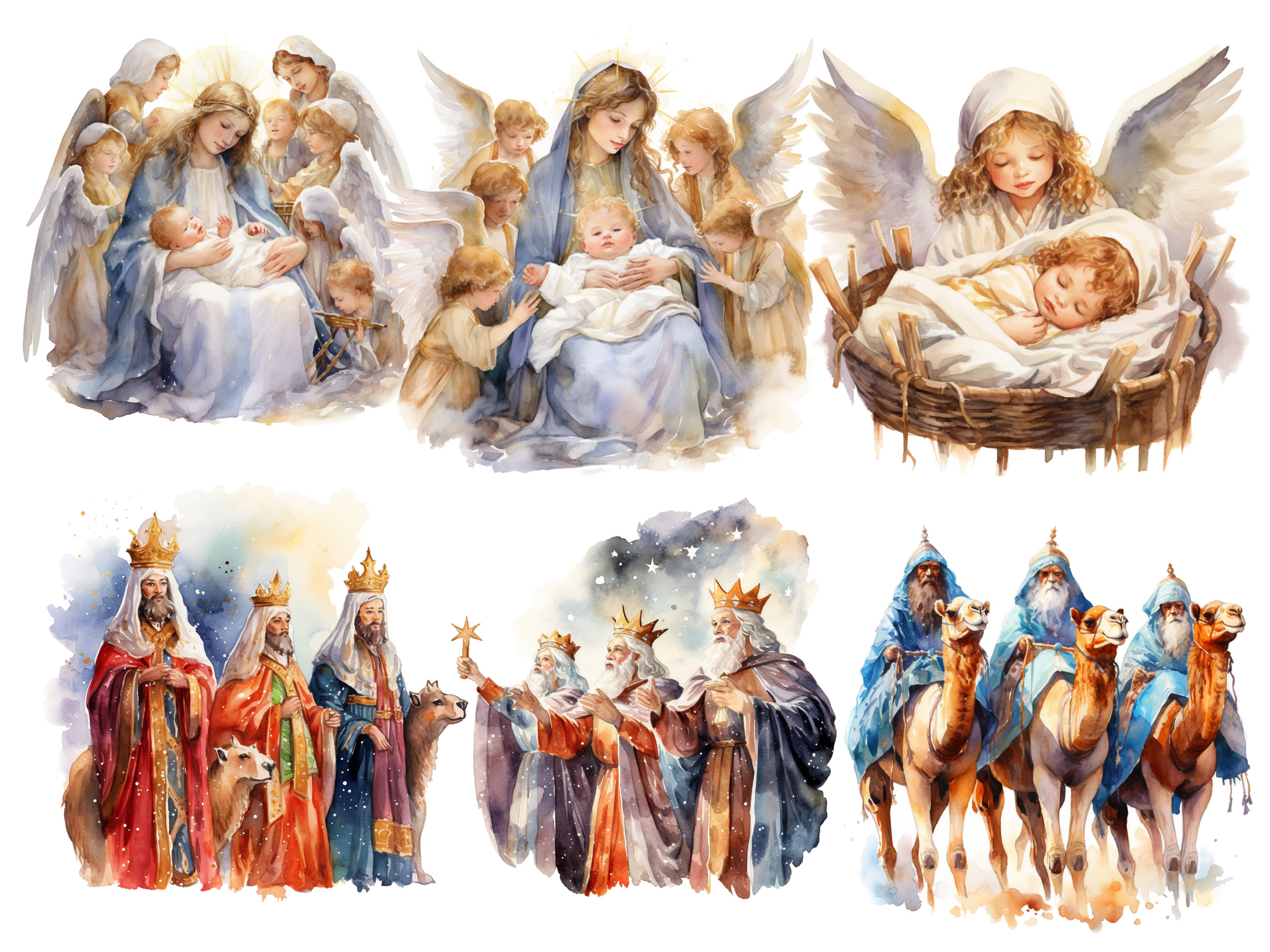 Christmas Nativity Scene Clipart, Christmas Bundle, Nativity PNG, Cards ...