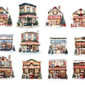 Christmas Shop Storefront Clipart, Holiday Shop Clipart, Winter ...