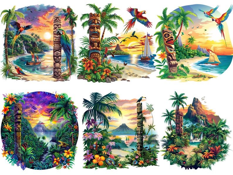 Tropical Island Clipart, Paradise Island Clipart, Beach Clipart, Summer ...