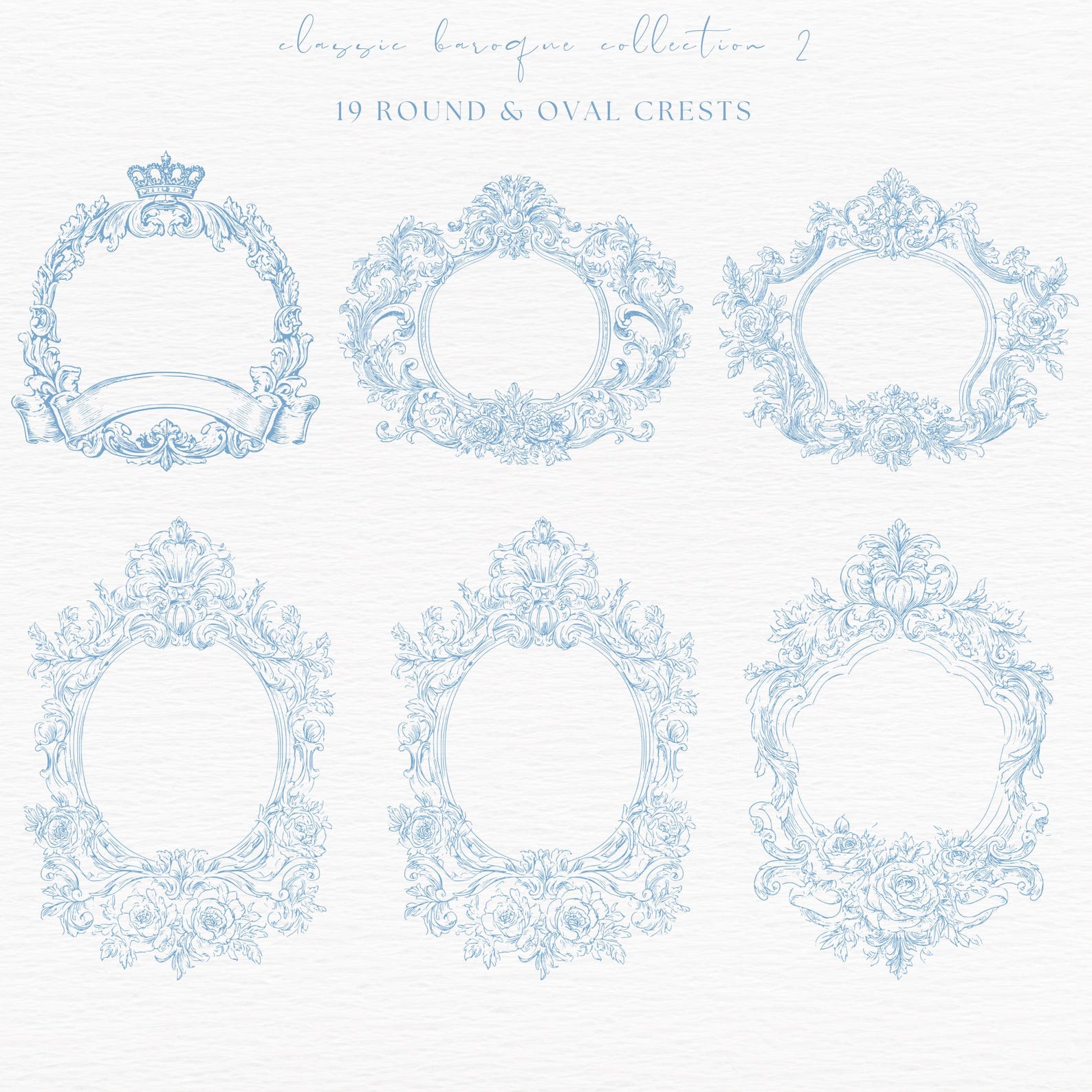 Baroque Frames SVG PNG, Line Art Wedding Invitation Crest Ornamental ...
