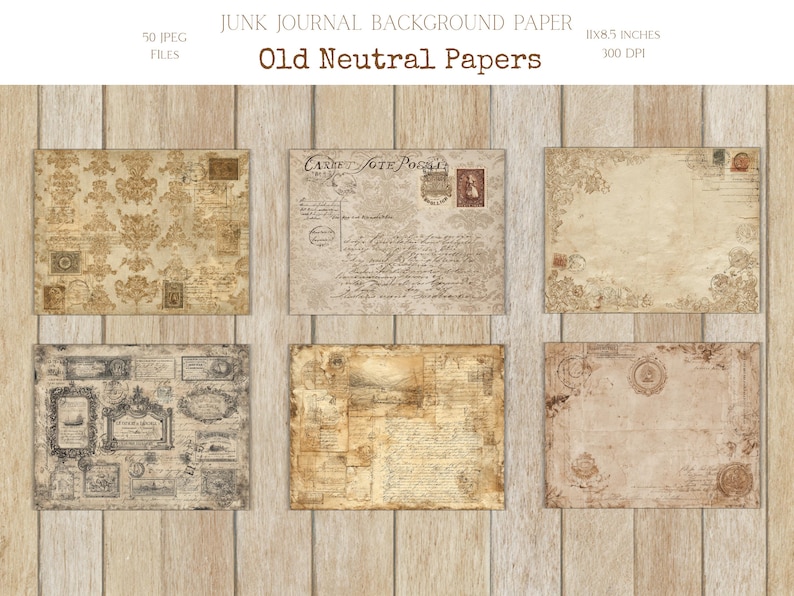 Neutral Paper Printable, Junk Journal Pages, Vintage Journaling, Beige ...