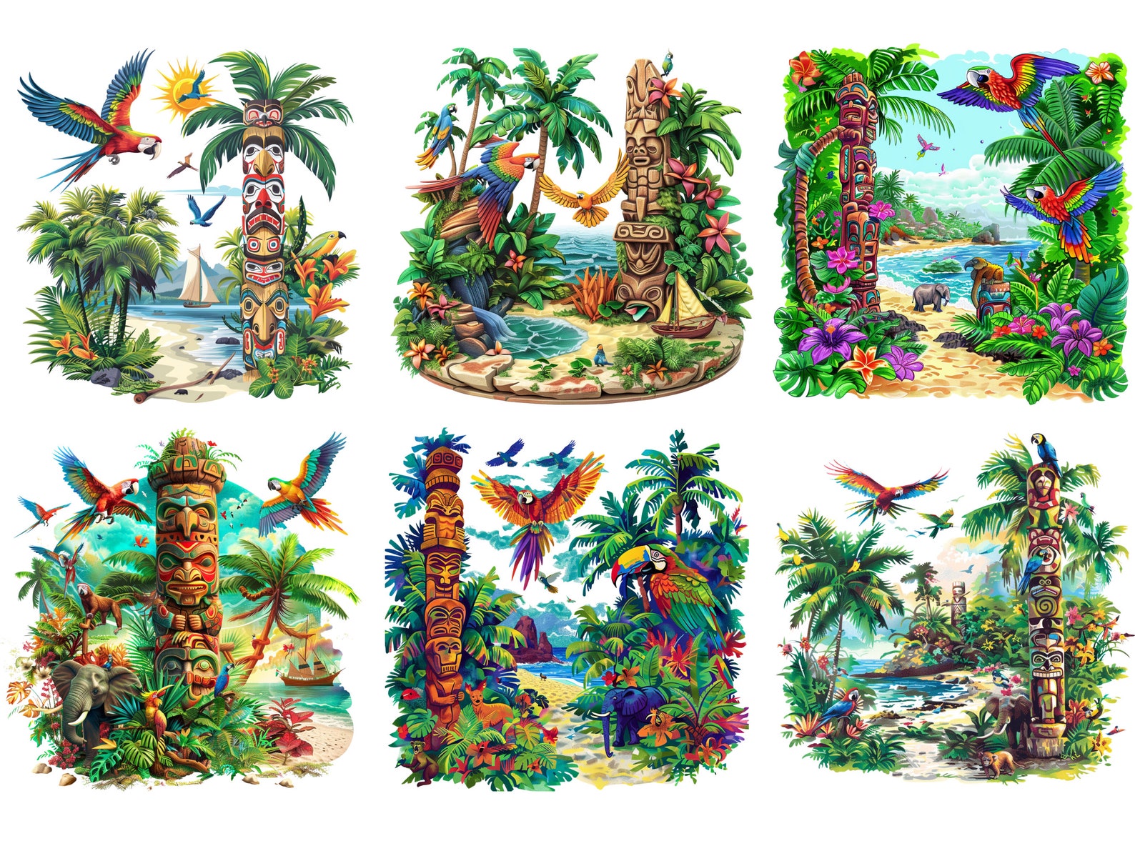 Tropical Island Clipart, Paradise Island Clipart, Beach Clipart, Summer ...