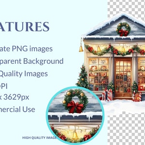 Christmas Shop Storefront Clipart, Holiday Shop Clipart, Winter ...