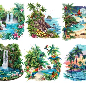 Tropical Island Clipart, Paradise Island Clipart, Beach Clipart, Summer ...