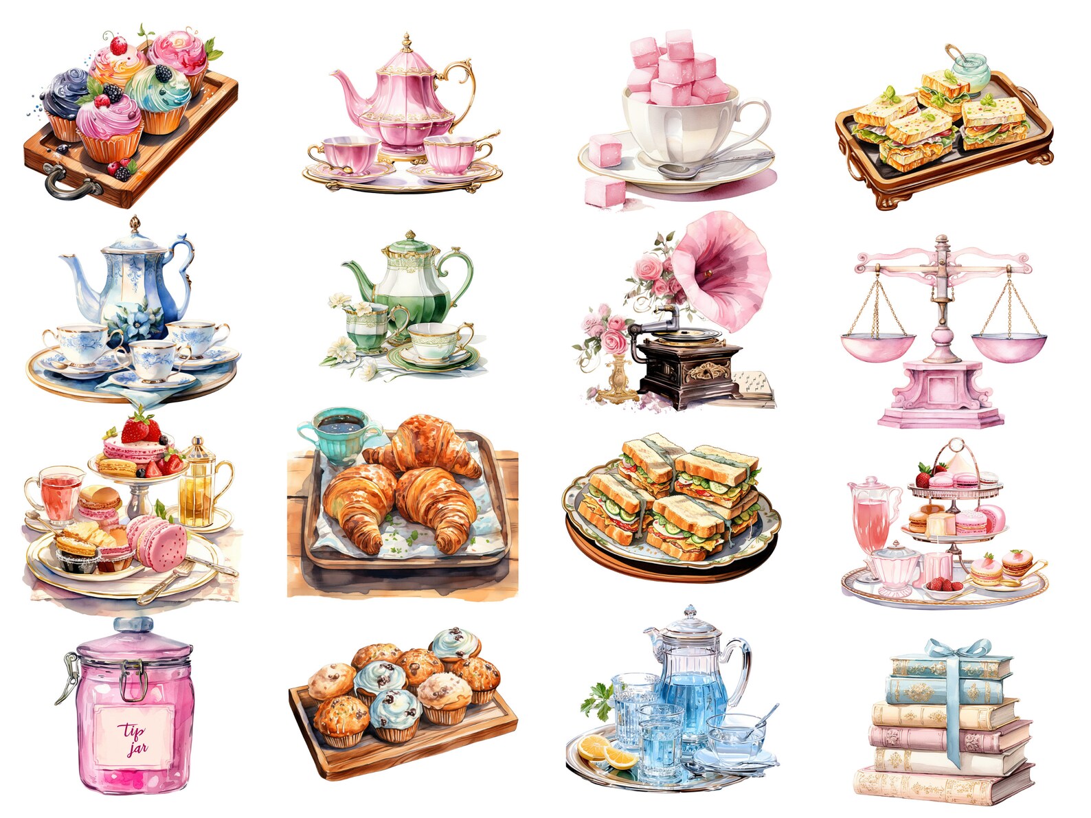 Paris Cafe Elements Clipart Set, Parisian Restaurant, Paris Bakery Shop ...