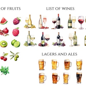 200+ Cocktail Watercolor Clipart, Signature Cocktail, Beer Clipart ...