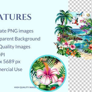 Tropical Island Clipart, Paradise Island Clipart, Beach Clipart, Summer ...