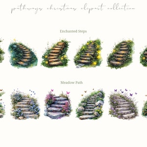 Watercolor Pathways Clipart Wildflower Path PNG Stairs Cobblestone ...