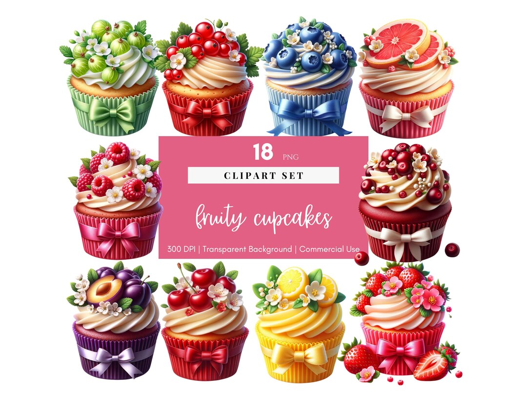 Fruit Cupcakes, Memory Book, Fruits Clipart, Digital Planner, Digital ...