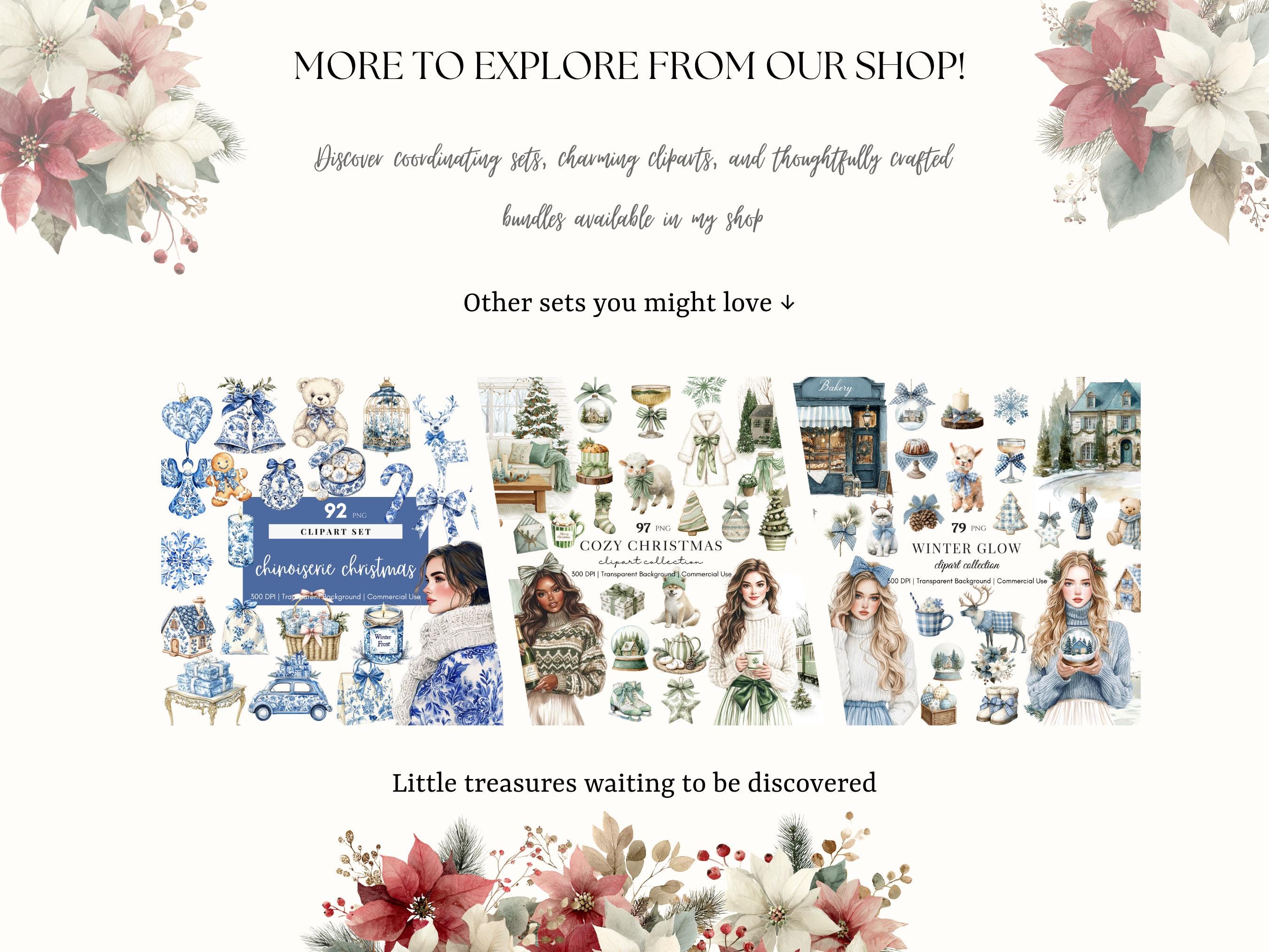 Watercolor Classic Christmas Clipart, Cozy Christmas, Winter Clip Art ...