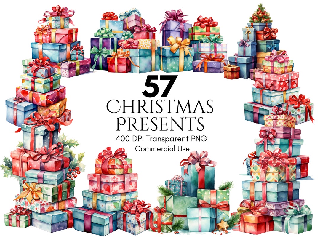 Christmas Presents, Gifts Clipart, Digital Planner, PNG, Sublimation ...
