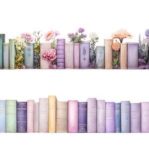 Book Border Pastel, Watercolor Clipart, Vintage, Dashboard, Digital ...