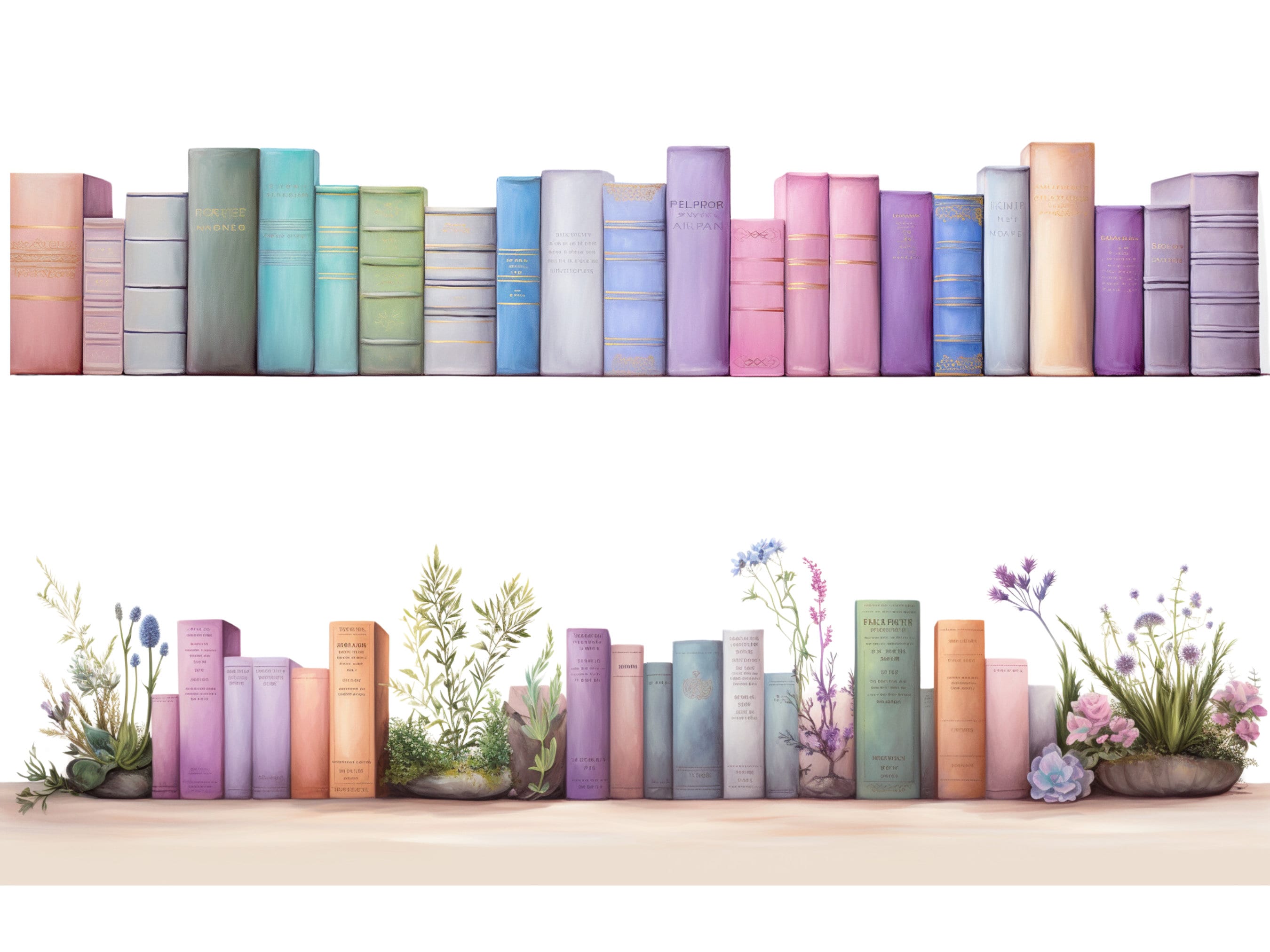 Book Border Pastel, Watercolor Clipart, Vintage, Dashboard, Digital ...