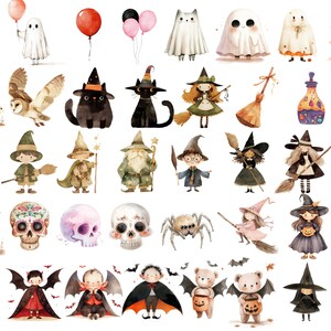 Whimsical Halloween Clipart, Cute Halloween Characters, Pastel Spooky ...