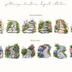 Watercolor Pathways Clipart Wildflower Path PNG Stairs Cobblestone ...