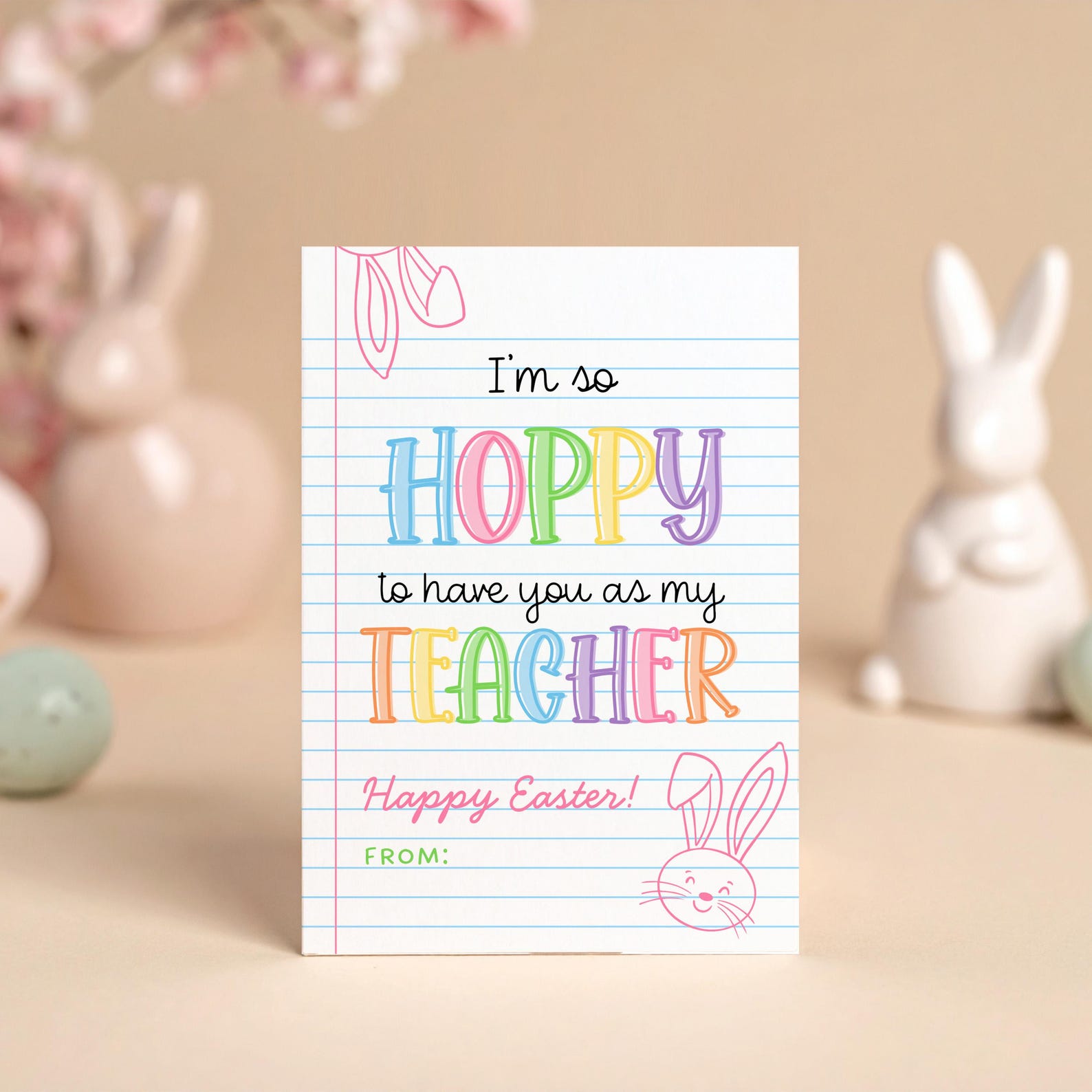 Printable Easter Teacher Gift Tag, I'm so Hoppy to Have You as My ...