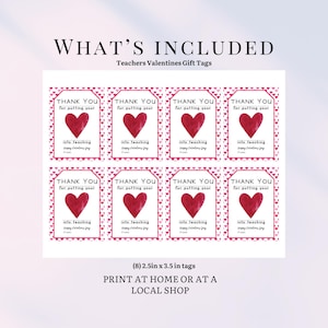Printable Teachers Valentine's Gift Tags, Thank You for Putting Your ...