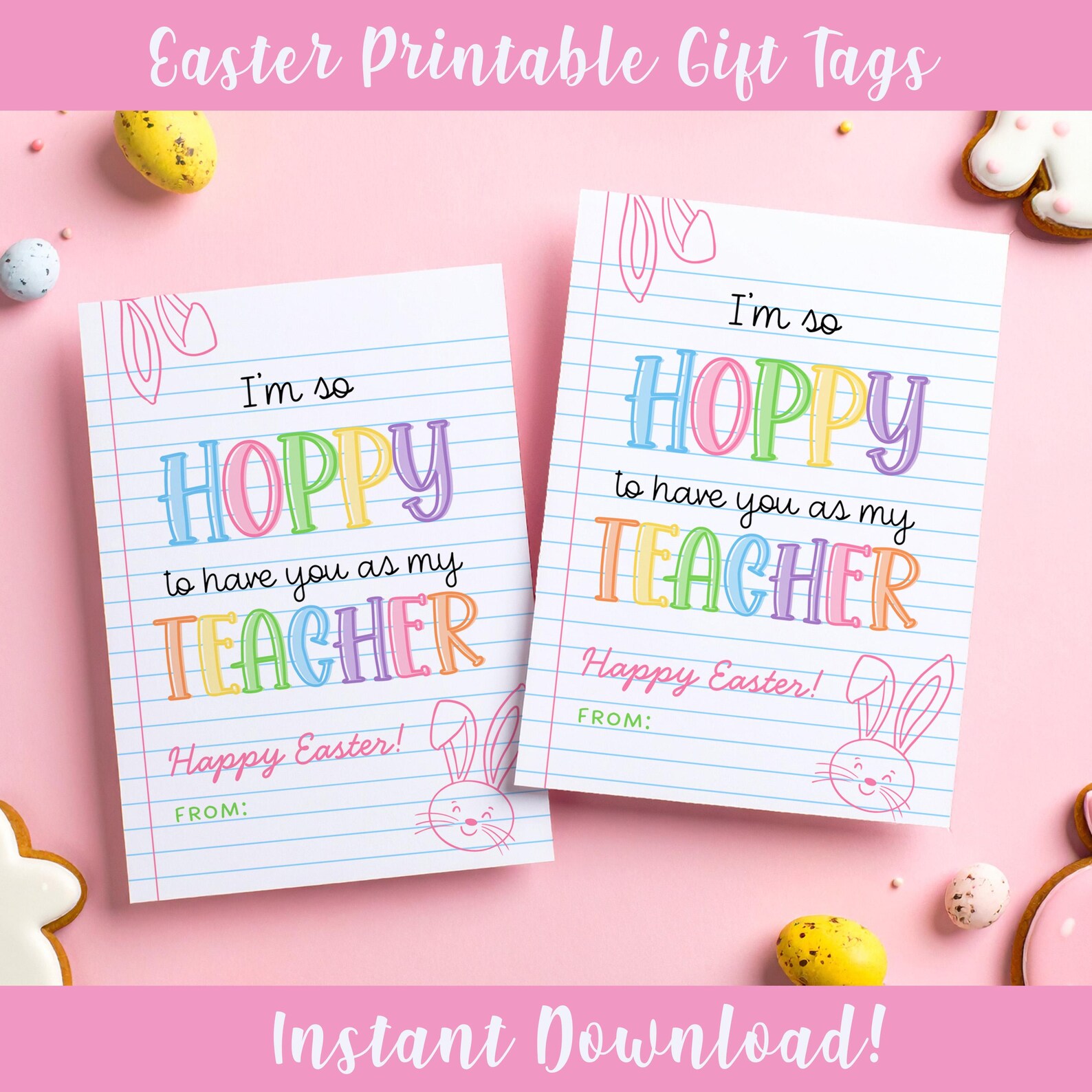 Printable Easter Teacher Gift Tag, I'm so Hoppy to Have You as My ...