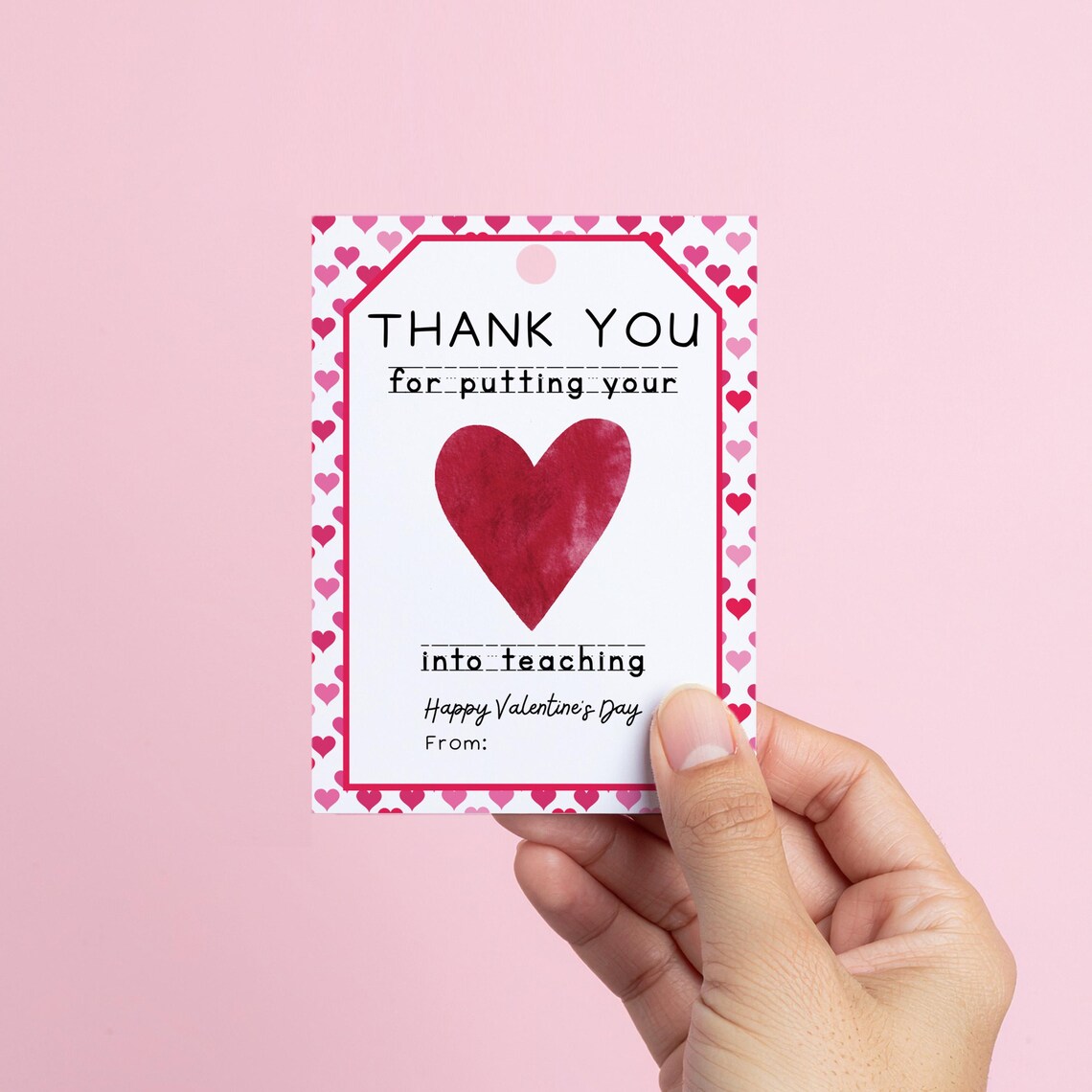 Printable Teachers Valentine's Gift Tags, Thank You for Putting Your ...