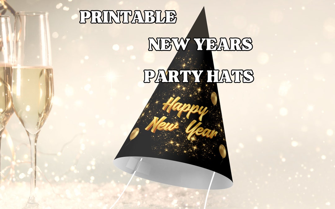 New Years Eve Party Hat Template Gold Custom Design New Years Party Hat ...