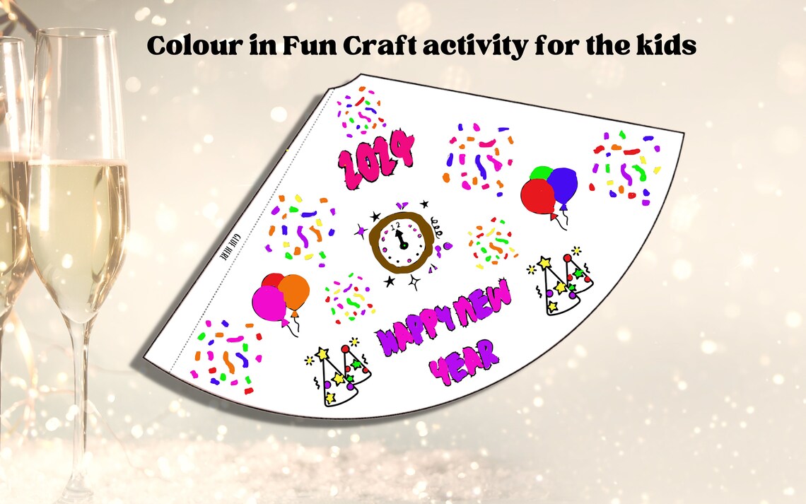 Printable Happy New Year Hat, 2025 Kids Activities, Colouring Page ...