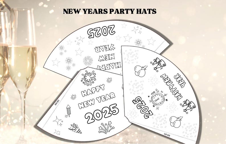 Printable Happy New Year Hat, 2025 Kids Activities, Colouring Page ...