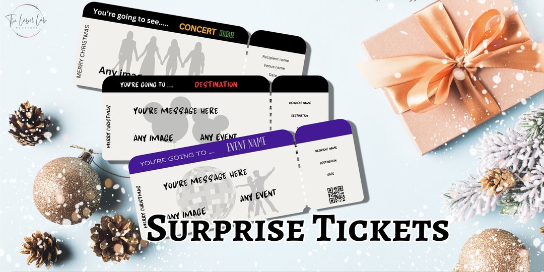 Personalised Custom Event Ticket Christmas Birthday Gift Reveal ...