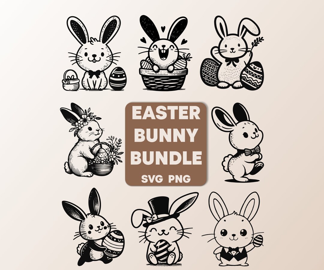 Easter Bunny SVG Bundle, Easter Svg Bundle, Easter Png, Happy Easter ...