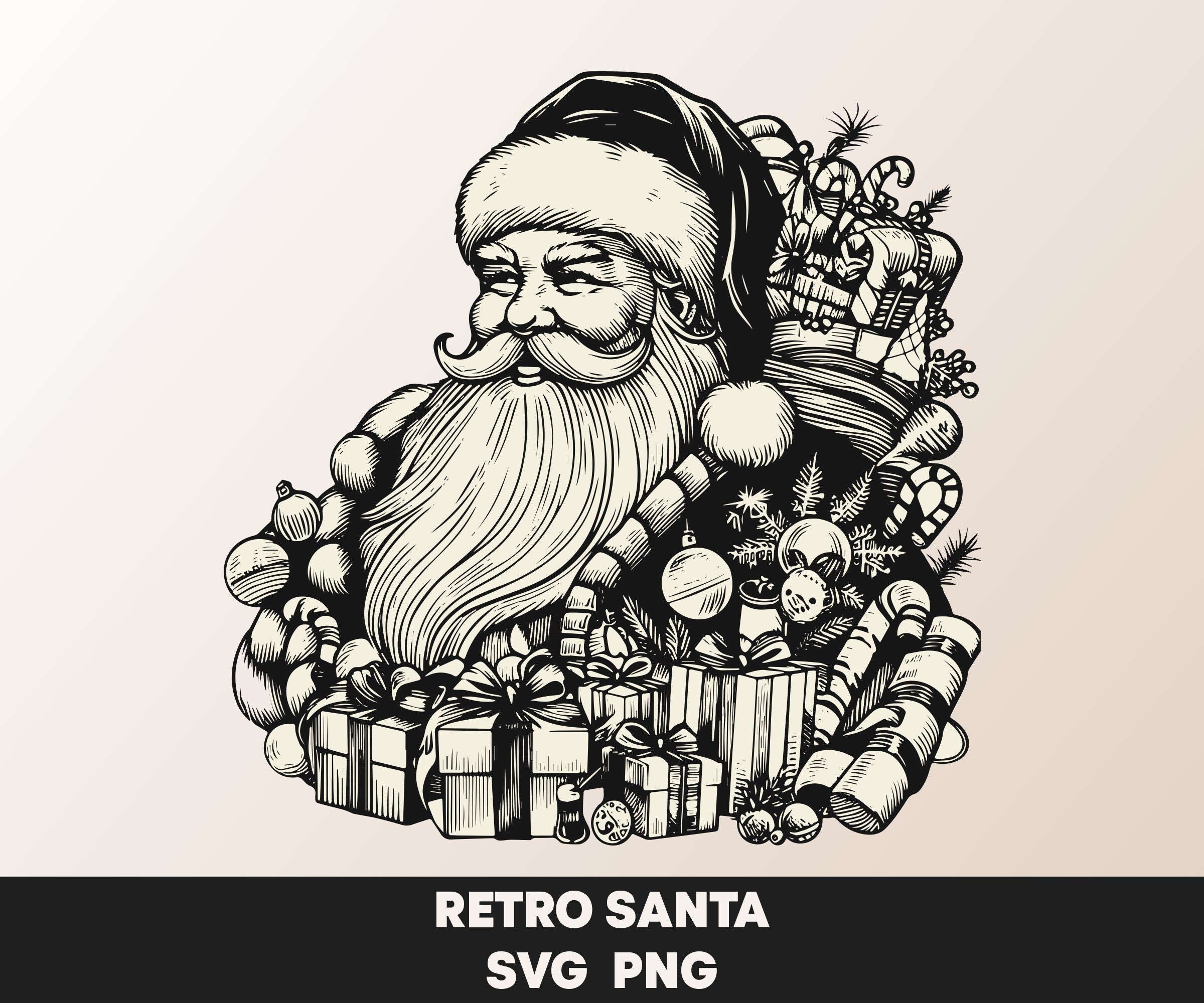 Vintage Santa SVG, Santa Face Svg, Retro Santa SVG, Christmas Svg ...