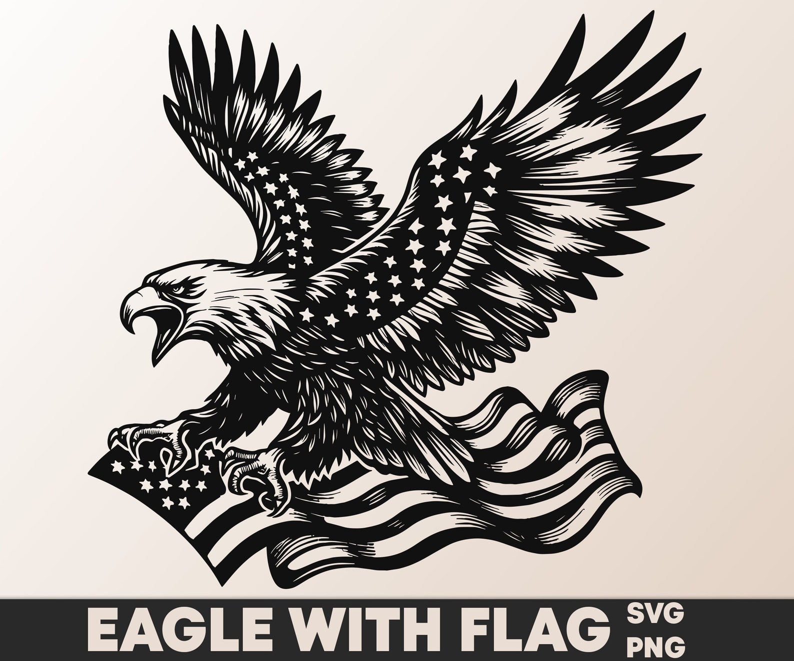 Eagle SVG File, Flying Eagle With Flag Png, 4th July Svg, Eagle Clipart ...