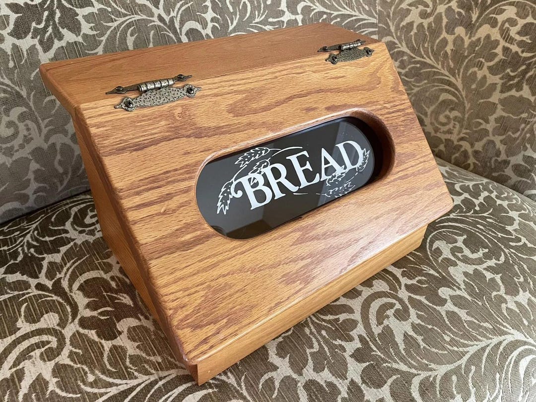 Bread Box, Solid Oak Bread Box, Wooden Bread Bin, Farmhouse Basket ...