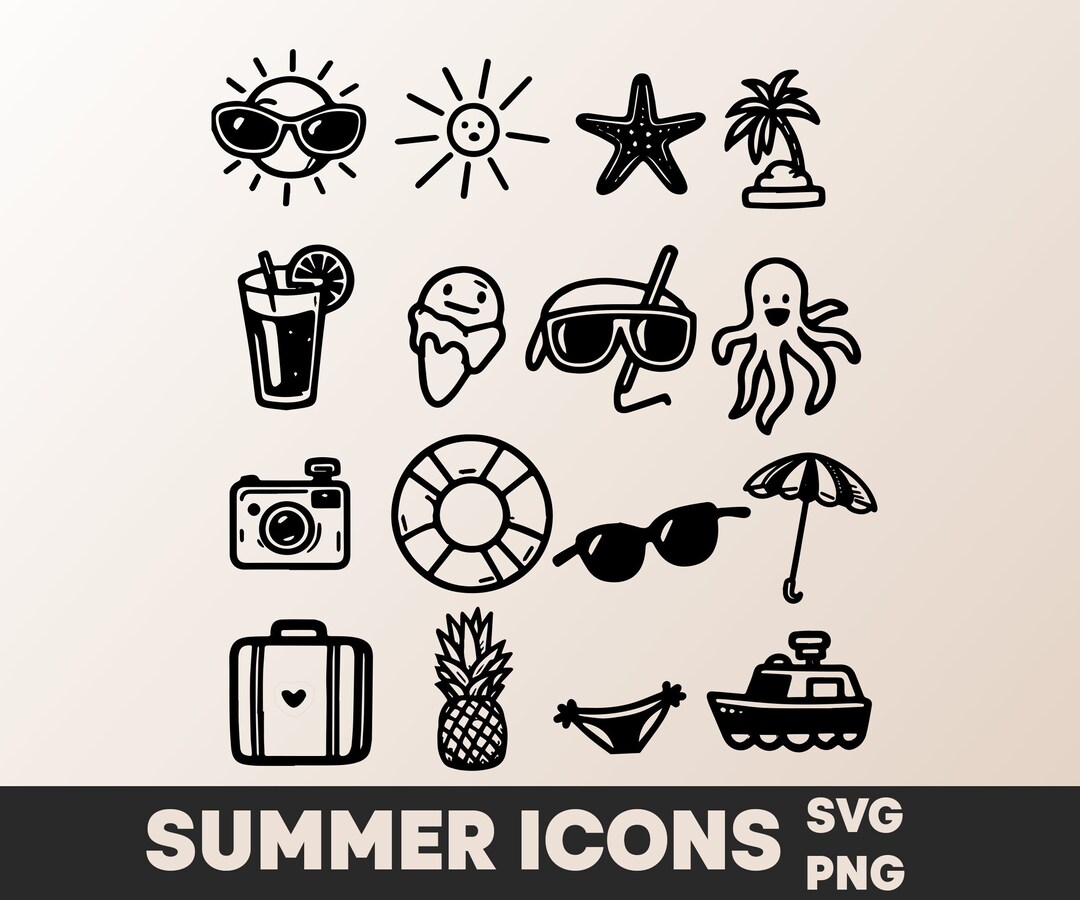 Summer Bundle SVG, Summer SVG, Beach SVG, Summer Icons Svg, Summertime ...
