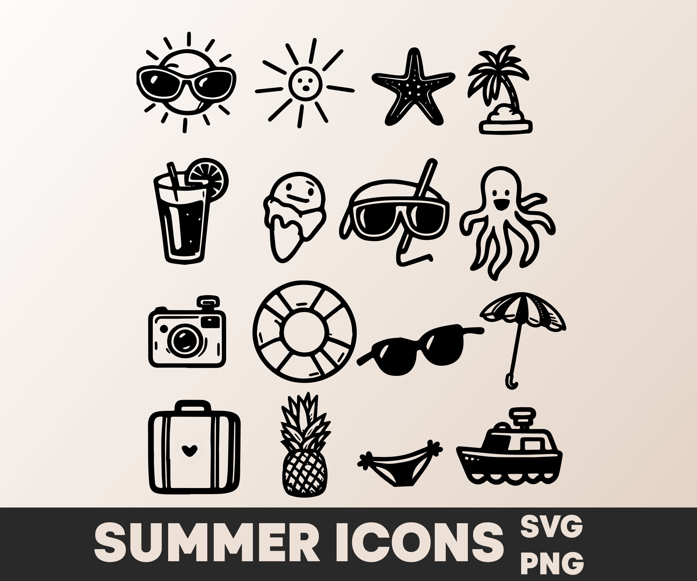 Summer Bundle SVG, Summer SVG, Beach SVG, Summer Icons Svg, Summertime ...