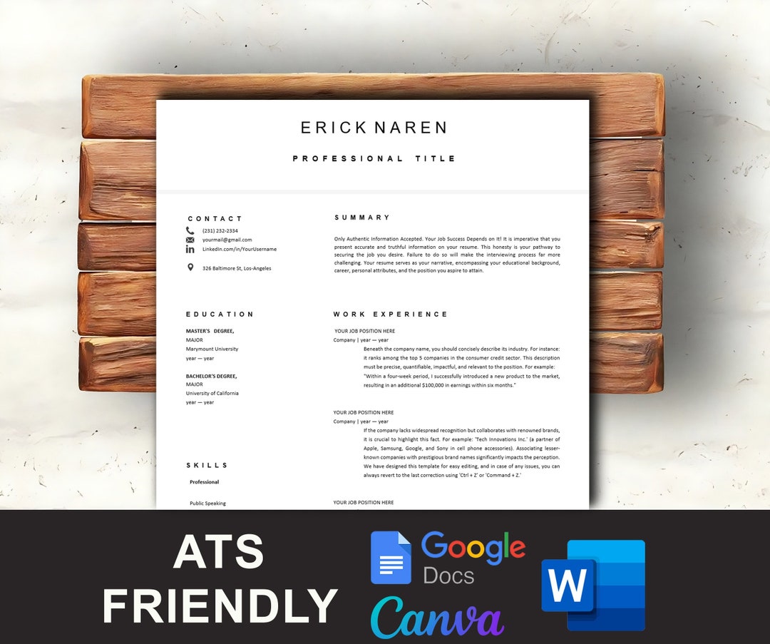 Resume Template Word Format, Resume Template Google Docs Format, Resume ...