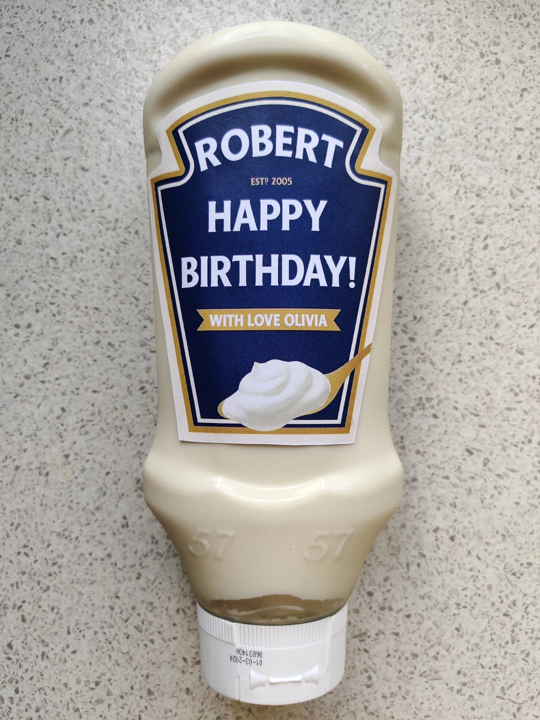 Personalised Mayonnaise Label, Personalised Mayo Label, Birthday Gift ...