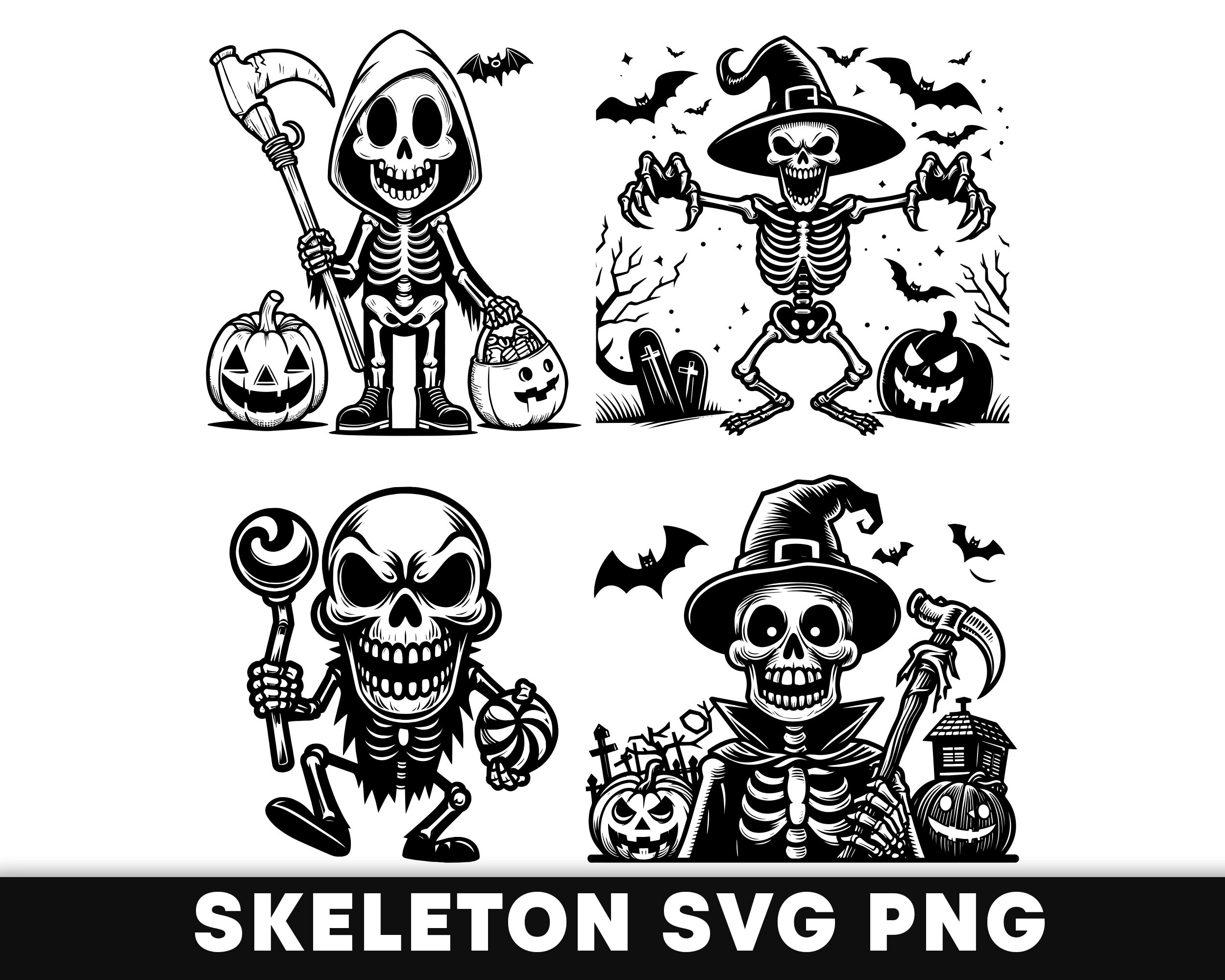 Skeleton SVG Bundle, Halloween SVG, Spooky Season Svg, Skeleton Svg ...