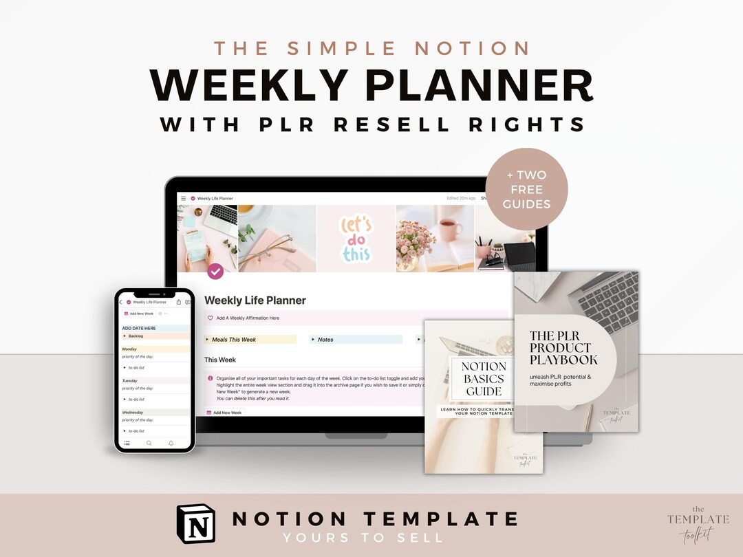 PLR Weekly Notion Planner Template PLR Digital Planner Notion Template ...