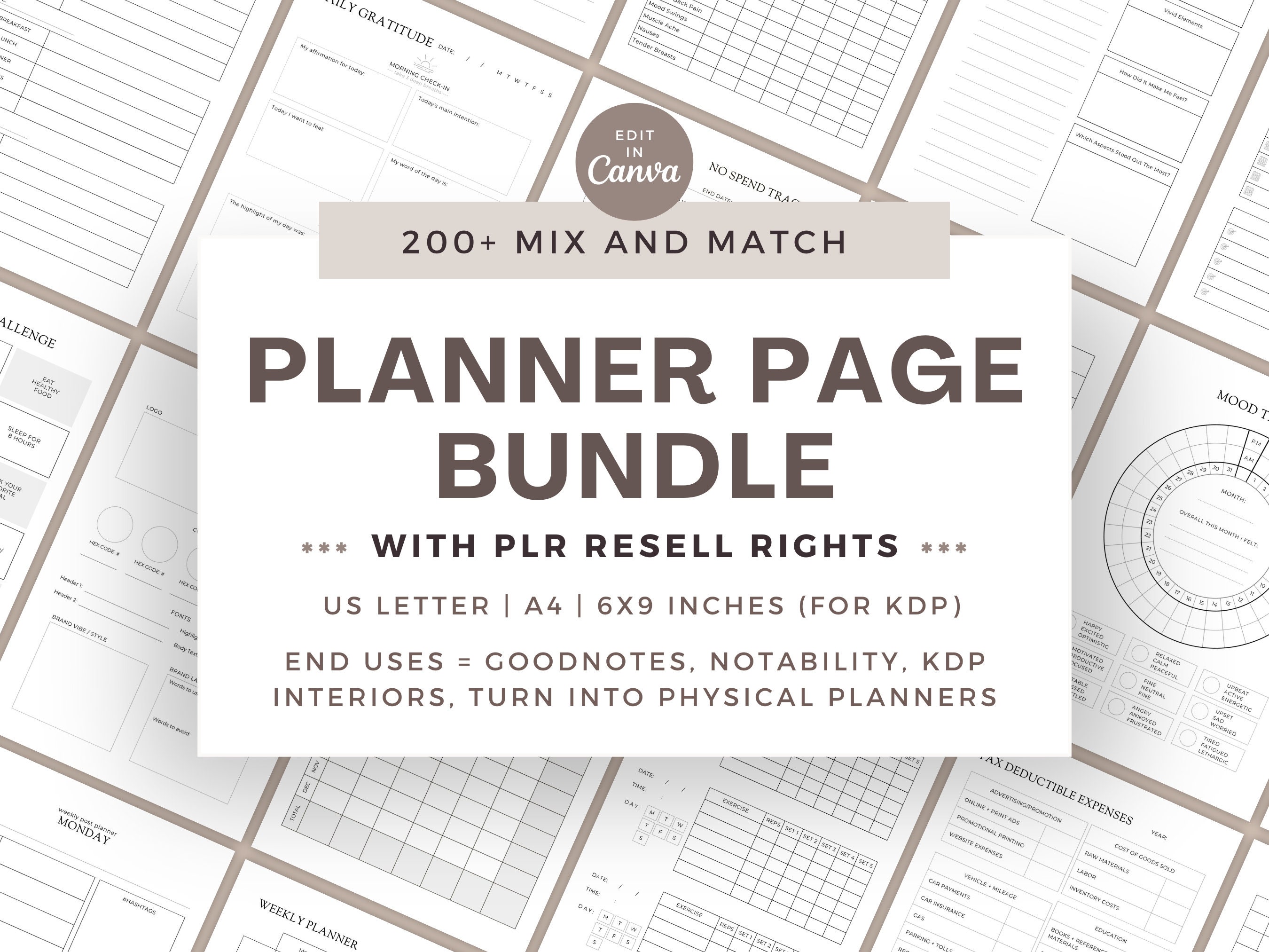 PLR Planner Bundle, Editable Planner Templates Canva, PLR Goodnotes ...