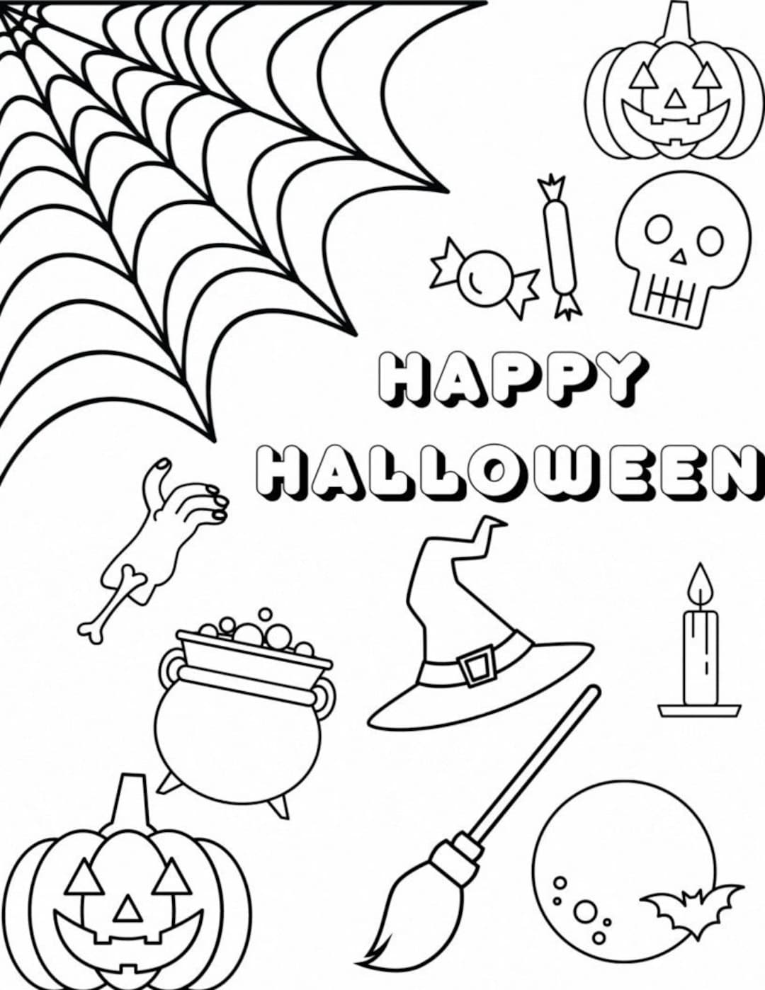Halloween Coloring Book , Printable Pages , for Children and Adults ...